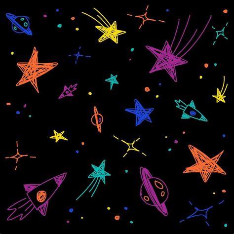 Cute Confetti Star Galaxy Space Night Sky Meteor Shooting Star Planet