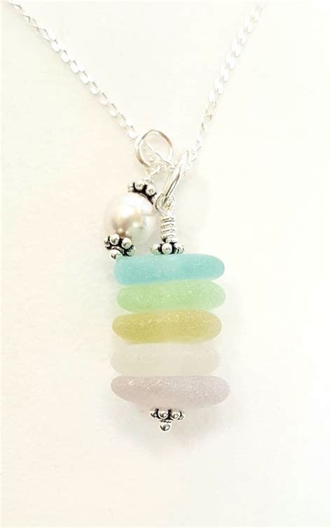 Beach Necklace Real Sea Glass Jeweley With Rare Colors Surfside Sea