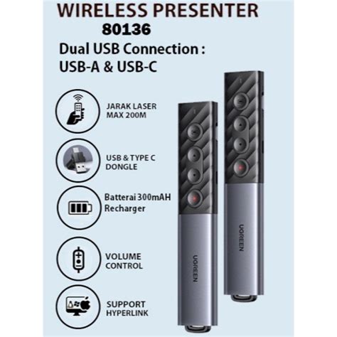 Jual Laser Pointer Remote Control Presenter Wireless 24ghz Ugreen