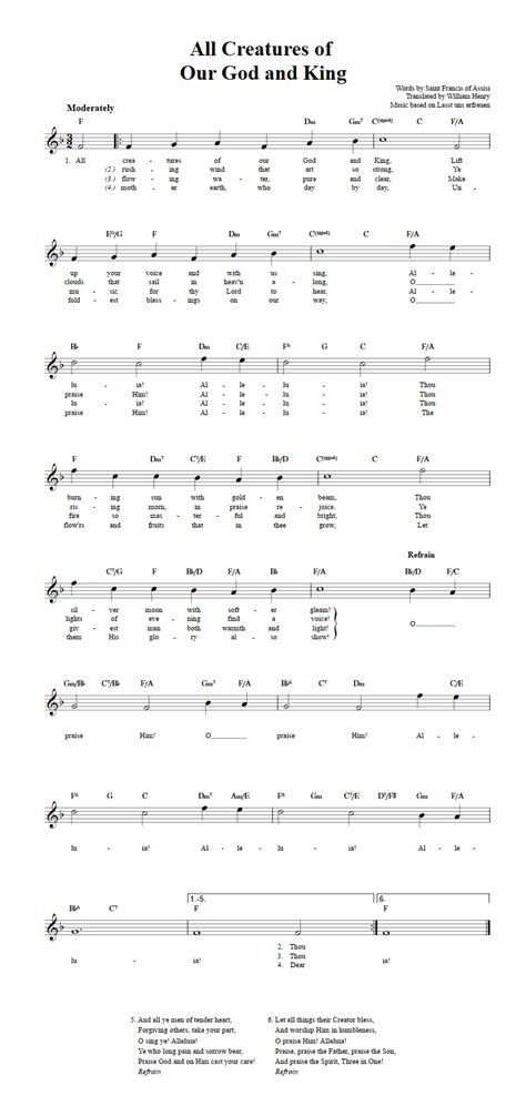 All Creatures Of Our God And King B Flat Instrument Sheet Music Lead
