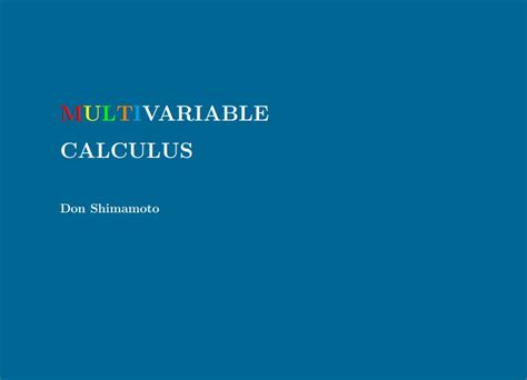 Solutions For Multivariable Calculus 1st By Don Shimamoto Book
