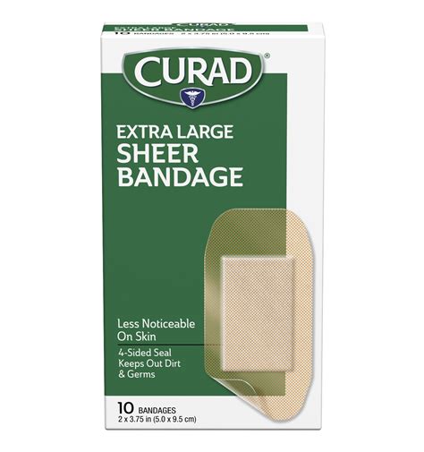 Sheer Extra Large Bandages 2 X 4 10 Count Curad Bandages Official