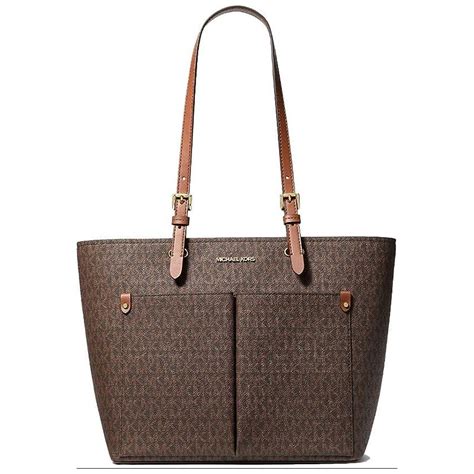 Michael Kors Jet Set Medium Logo Pocket Tote Bag Brown