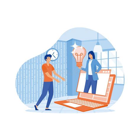 Vector Illustration Online Assistant At Work Promotion In The Network Stock Vector