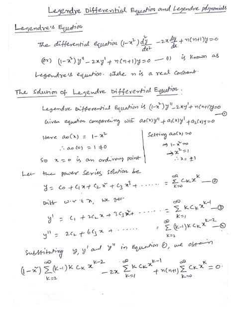 Legendre Differential Equation And Polynomials Pdf