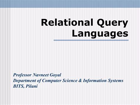 Relational Query Languages 1013pdf Databases Computer Software