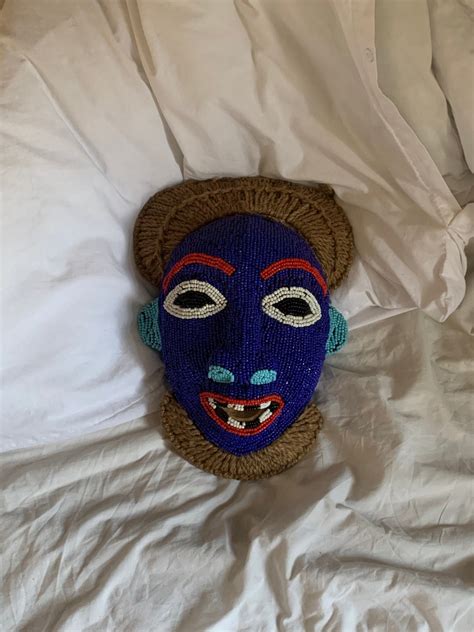 Blue Beaded Bamileke Cameroon Mask Etsy