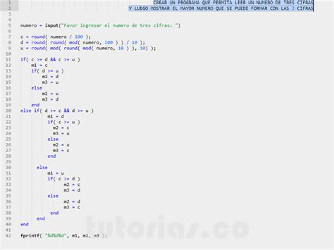 Sentencia If Else MatLab El Mayor Numero Formado Tutorias Co