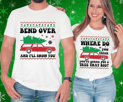 Bend Over And Ill Show You Christmas Couple Matching Shirt Funny