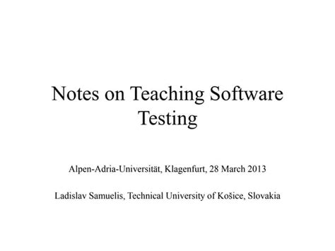 Notes On Teaching Software Testing Pdf Programming Languages Computing
