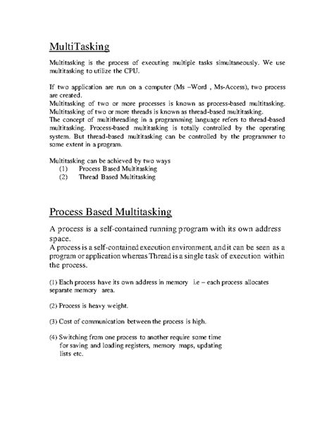 Multi Tasking Notes Multitasking Multitasking Is The Process Of