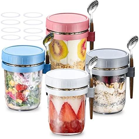 Overnight Oats Containers With Lids And Spoon 16 Oz 4 Pack Large