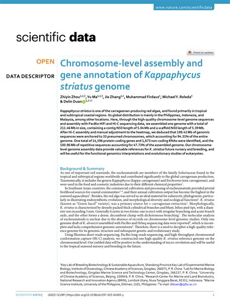 PDF Chromosome Level Assembly And Gene Annotation Of Kappaphycus