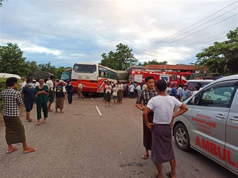Dvb အင်းတကော်မြို့တွင် ယာဉ်တိုက်မှုဖြစ်ပြီး အထည်ချုပ်စက်ရုံက
