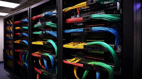 Patch Panel In Data Center Close Up Photo Premium Ai Generated Image