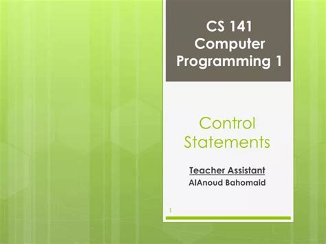 Ppt Cs 141 Computer Programming 1 Powerpoint Presentation Free