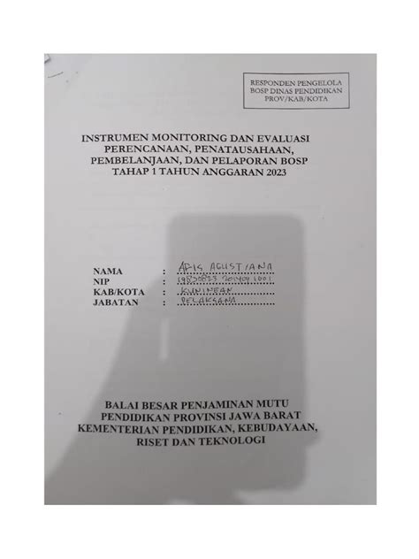 Instrumen Monev Dinas Pendidikan Bsop 2023 Pdf