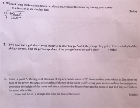 1 Without Using Mathematical Tables Or Studyx