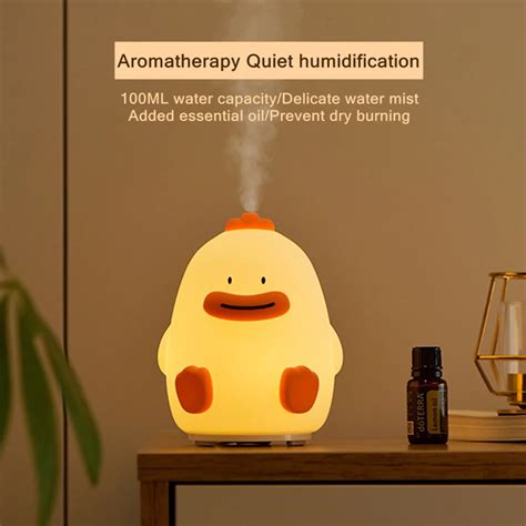 귀여운 오리 아로마 테라피 가습기 Usb 에센셜 오일 디퓨저 부드러운 실리콘 박수 Led 라이트 아이 방 아로마 디퓨저
