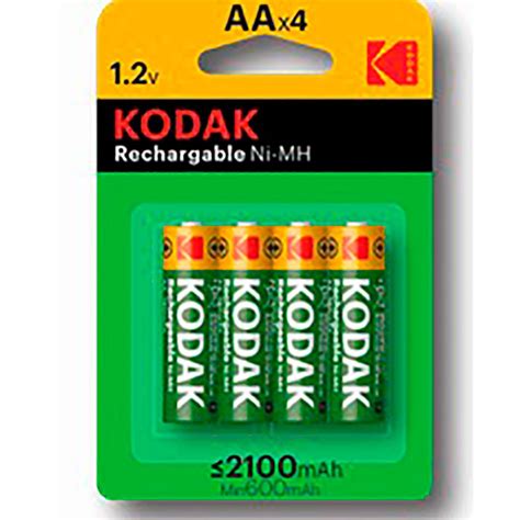 Kodak Ni-MH AA LR6 2100mAh Rechargeable Batteries 4 Units Green| Dressinn