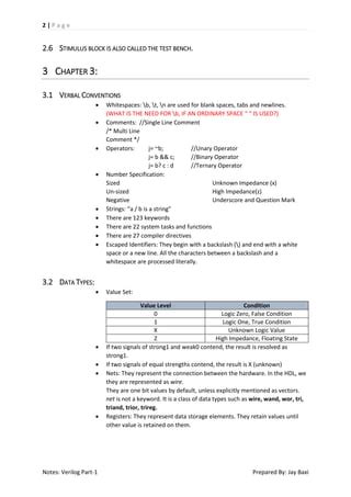 Notes Verilog Part Overview Hierarchical Modeling Concepts Basics Pdf