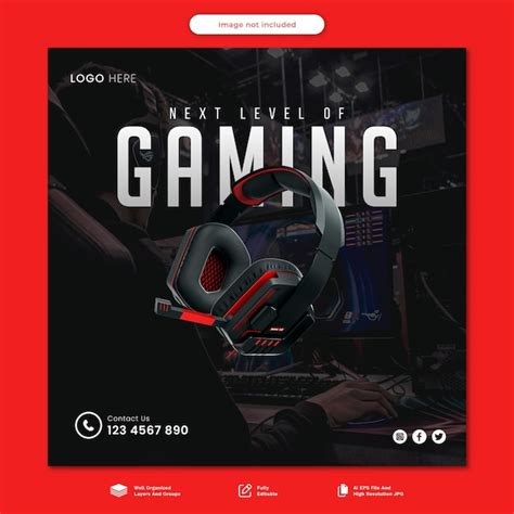 Premium Vector Premium Gaming Headphones Poster Design And Social