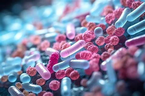 Probiotics Bacteria Biology Microorganisms Under Microscope Stock