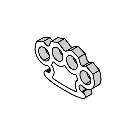 Brass Knuckles Weapon Military Isometric Icon Vector Illustration