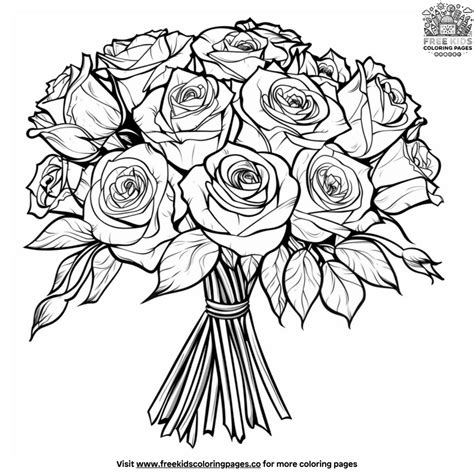 Whimsical Rose Bouquet Coloring Pages For Budding Artists
