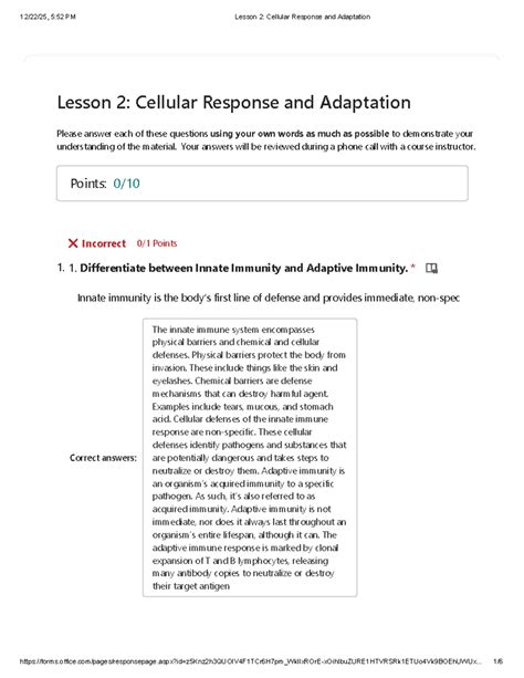 Lesson 2 Cellular Response And Adaptation Bio 101 Studocu