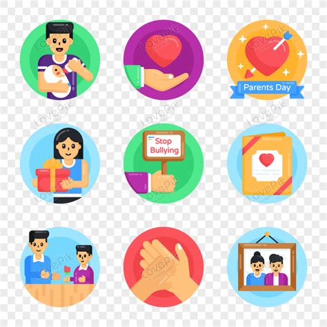 부모 사랑 평면 둥근 아이콘 팩 Png 일러스트 무료 다운로드 Lovepik
