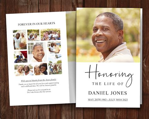 Funeral Program Template With Photo Collage And Obituary Example Easy