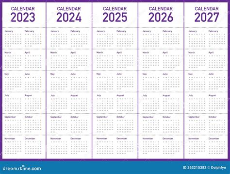 2023 2027 Year Calendar Cartoon Vector 263215371