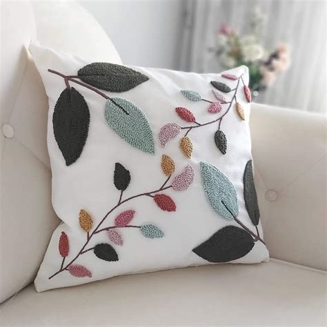 Handmade Pillow Case Punch Needle Flower Tassel Pillow Case Mothers