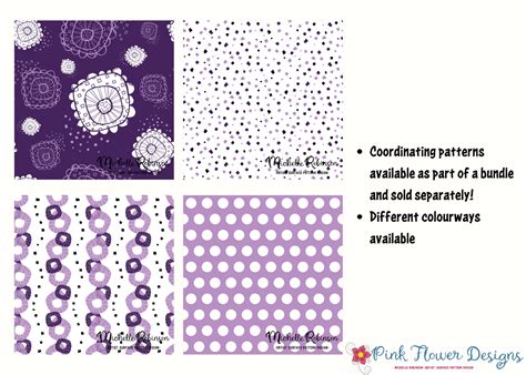 Geometric Flower Purple Bundle Retro Seamless Pattern Digital File Repeating Pattern