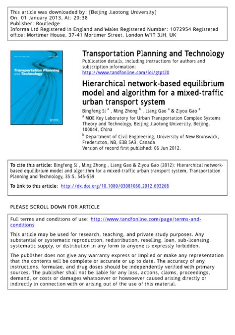 Pdf Hierarchical Network Based Equilibrium Model And Algorithm For A