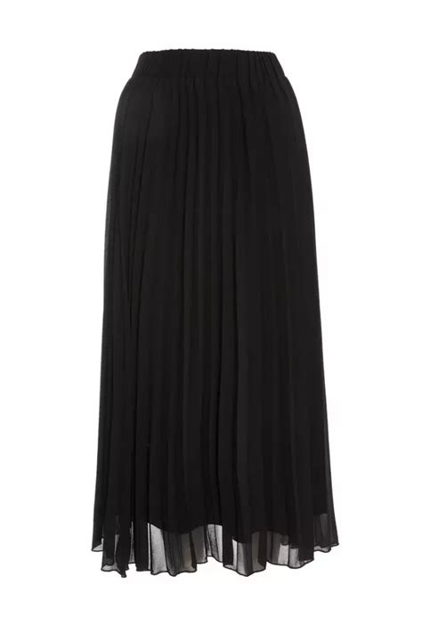 Black Chiffon Pleated Midi Skirt Quiz Clothing