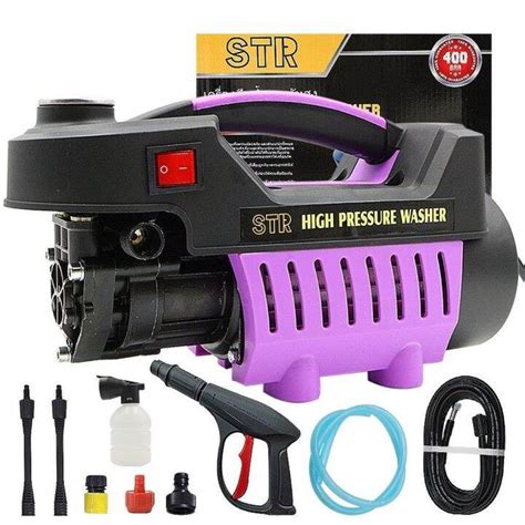 Str เครื่องฉีดน้ำแรงดันสูง ปั๊มน้ำแรงดันสูง 400บาร์ สายฉีดน้ำยาว 10 เมตร รุ่นสีม่วง Th