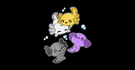 Nonbinary Axolotl Lgbt Pride Flag Nonbinary Sticker Teepublic