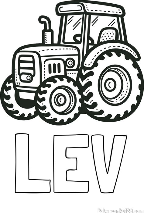 Pobarvanka Imena Lev In Pobarvanka čudovitega Traktorja