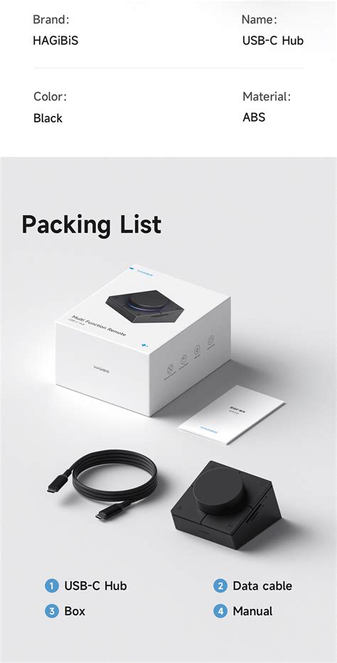 Hagibis Knob USB C Hub With 4K60Hz HDMI 100W PD Shortcut Buttons Type C Docking Station Volume