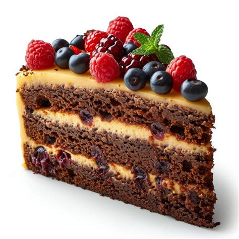 Premium Photo Illustration Delicious Slice Sponge Cake White Bg Visualization