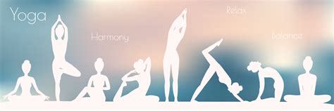 Blurred Yoga Vector Banner With Silhouette Yoga Poses Banner Design
