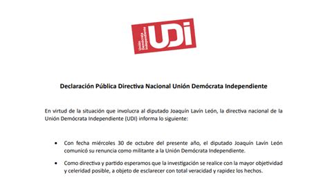 Diputado Joaquín Lavín León Renuncia A La Udi Tras Allanamiento E
