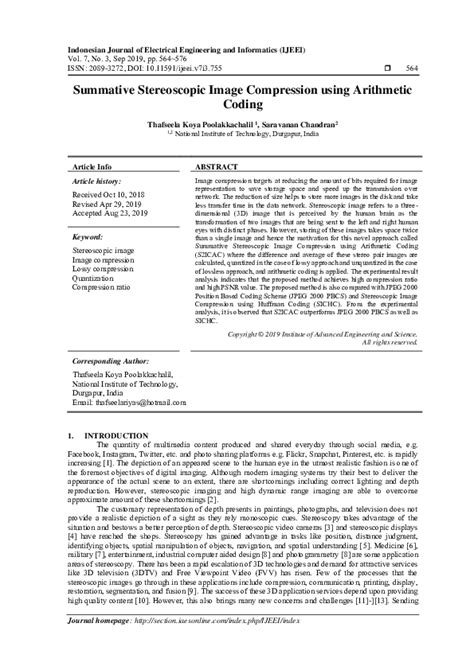Pdf Summative Stereoscopic Image Compression Using Arithmetic Coding