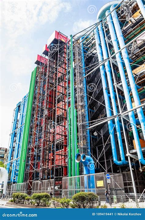 Detail Of Centre Pompidou High Tech Building Paris France Editorial