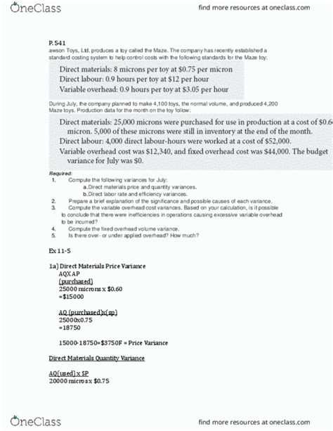Acct 311 Lecture Notes Fall 2016 Lecture 11 Qunit Standard Cost