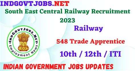 South East Central Railway Recruitment 2023 548 Trade Apprentice