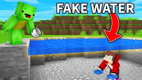 JJ Use FAKE WATER To Prank Mikey In Minecraft Maizen Minecraft Videos