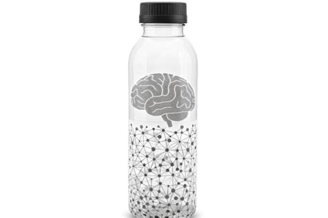 Minimalist Brain Water Bottle Design Highlighting Mental Health